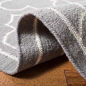 SAFAVIEH Dhurries Collection 8' x 10' Grey/Ivory DHU625B Handmade Flatweave Premium Wool Area Rug