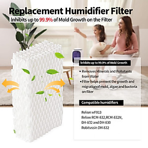 KingBra 4Pcs Humidifier Wicking Filters Replacement Filter Compatible with Relion WF813 ReliOn RCM-832