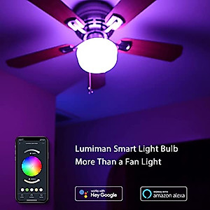 LUMIMAN Candelabra Smart Bulb E12 LED Smart Light Bulbs WiFi RGB Color Changing Smart Lights That Work with Alexa Google Home Music Sync Tunable White 5W 400lm No Hub Required 1 Pack
