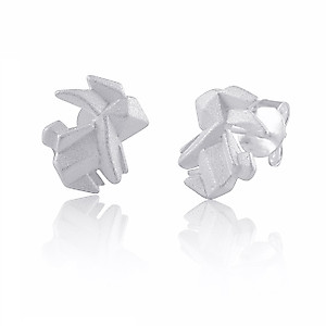 Sterling Silver Origami Bunny Rabbit Stud Earrings for Adult Women and Teen Ladies