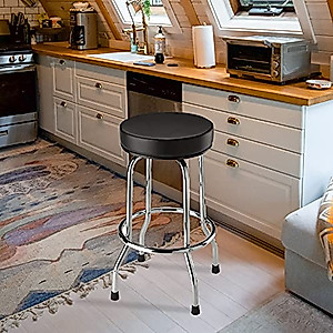 BIG RED Torin Swivel Bar Stool: Padded Garage/Shop Seat with Chrome Plated Legs, Black, 28.74" Tall, 18.5" Diameter