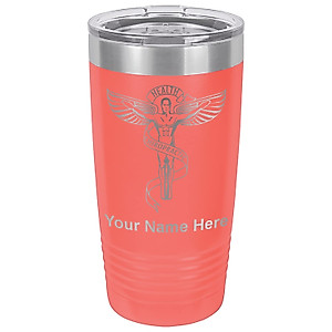 LaserGram 20oz Vacuum Insulated Tumbler Mug, Chiropractic Symbol, Personalized Engraving Included (Coral)