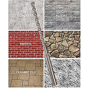 SDS Plus Hammer Drill Bit Set 1/4 in. x 6 in. Masonry Concrete Rock Drill-10Pcs