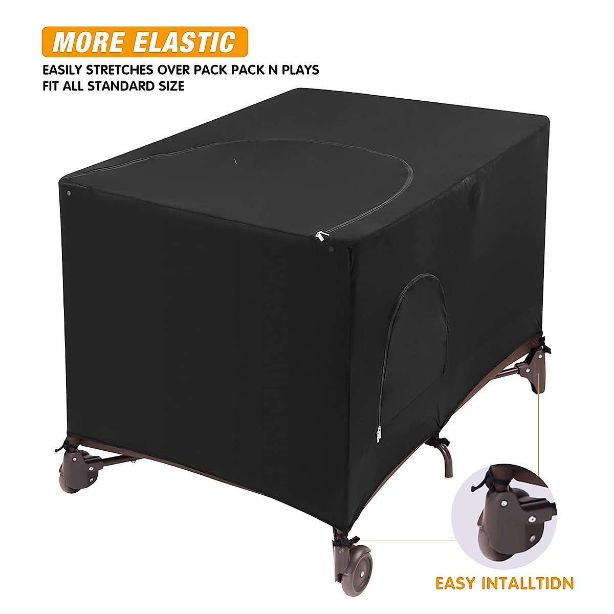 Armsense Crib Tent Cover, Canopy for Pack N’ Play, Baby Sleep Better Breathable Travel Playard Canopy Netting and Cover Shade (Black)