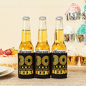 Crisky 30th Birthday Can Cooler Happy 30th Birthday Decorations for Men, Can Coolies Beverage Sleeve for 30 Year Old Birthday Gift Ideas Birthday Party Favors for Him, 12 Pack, Black & Gold