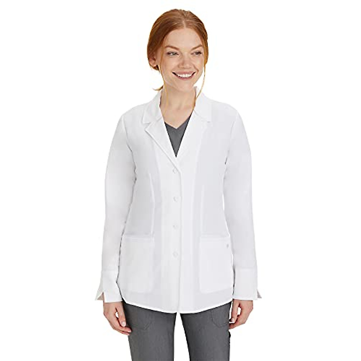Healing Hands Womens Lab Coat 4 Pocket Full Sleeve Mid length 5064 Felicity The White Coat Minimalist Collection White L