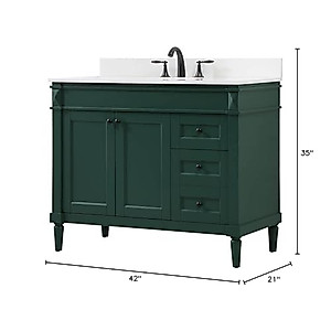 Elegant Decor Indoor Modern Under Sink Bathroom Fixtures Storage Organizer Cabinet 42 inch Single Bathroom Vanity - Green with backsplash