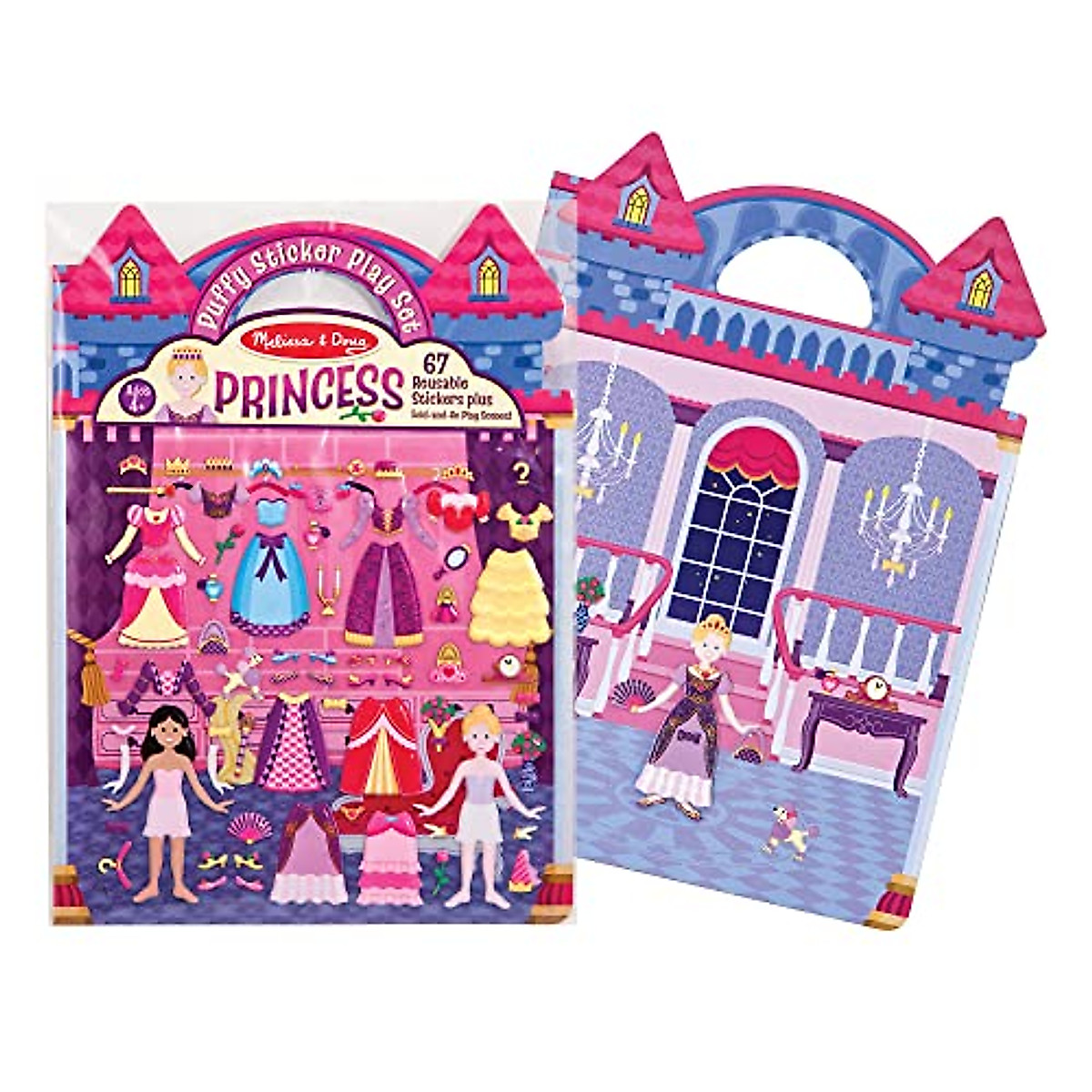 Melissa & Doug Puffy Sticker Set: Princess - 67 Reusable Stickers - Kids Fashion Activities, Restickable Princess Sticker Book, Puffy Princess Stickers For Kids Ages 4+