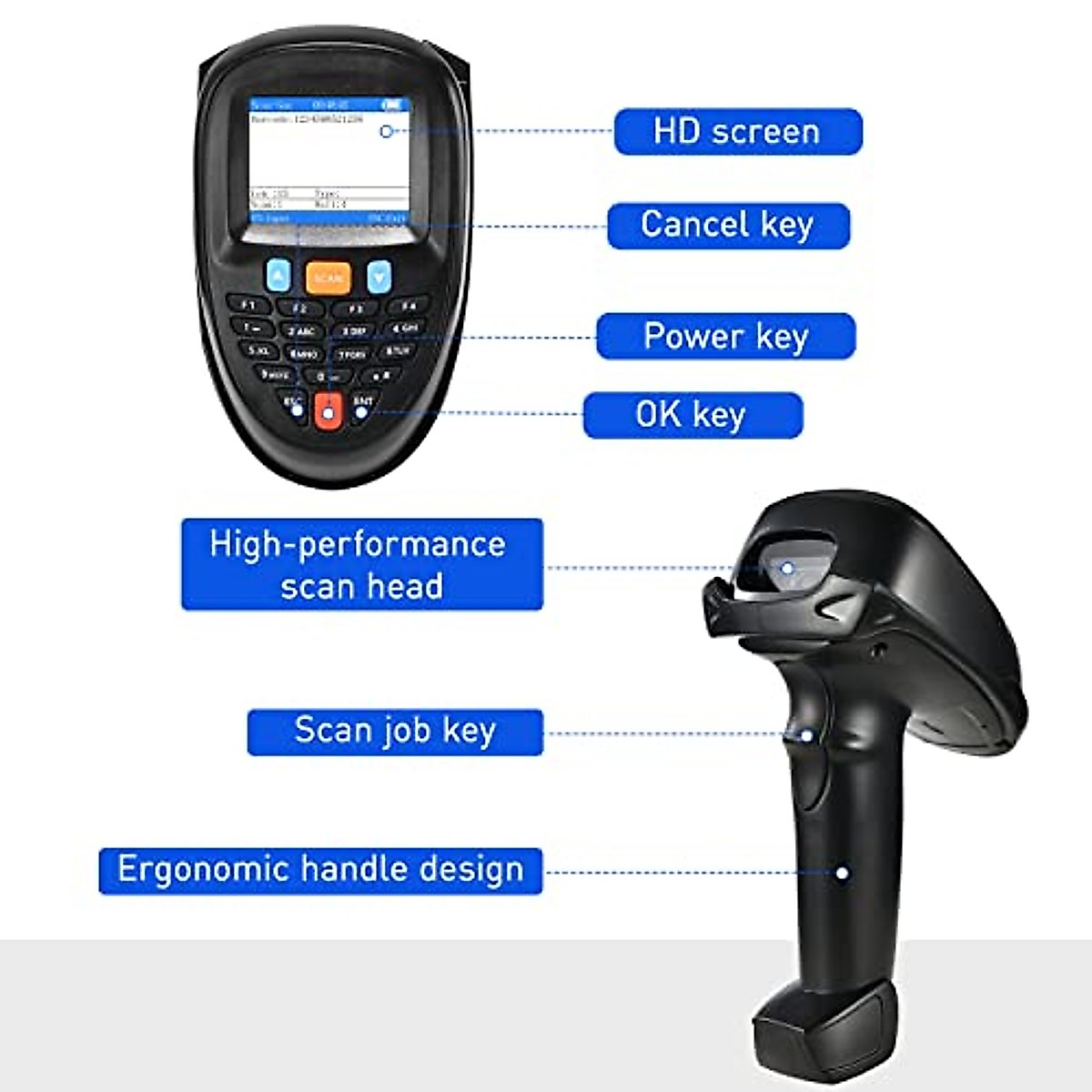 Wireless Barcode Scanner JRHC Portable Barcode Reader 1D PDF Inventory Scanner Data Collector Handheld Barcode Scanner with 2.2 inch LCD Screen & Charging Base…