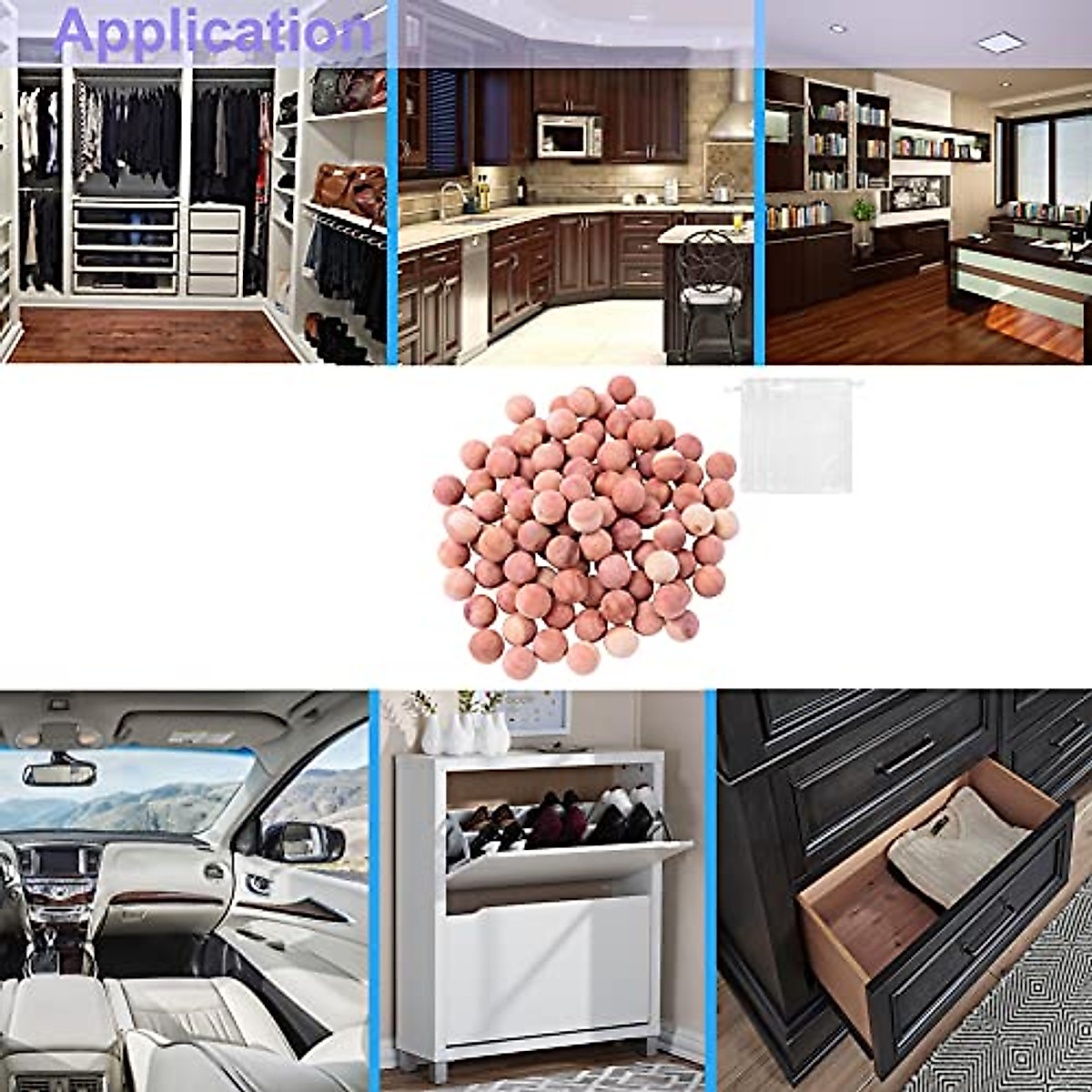 Brite Lightingtech Cedar Balls for Clothes Storages, 100pc Red Cedar Balls for Closets and Drawers with 3 Satin Bags