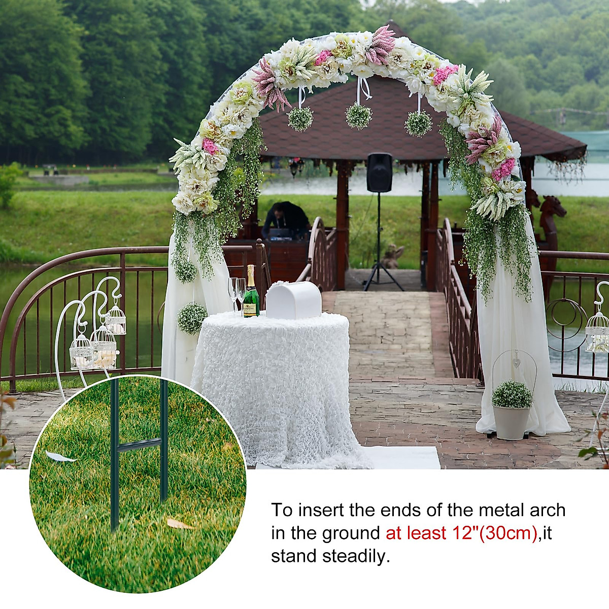 RUBFAC Metal Garden Arch, Wedding & Event Decoration, Garden Trellis for Climbing Plants, Assemble Freely 2 Sizes for Various Climbing Plant Roses Vines Bridal Party Decoration, Army Green, 1 Pack