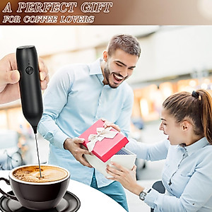 FYY Milk Frother Handheld, Electric Foam Maker with Stainless Steel Whisk, Rechargeable Frother Drink Mixer with USB-C Cable for Coffee, Lattes, Cappuccino, Frappe, Matcha, Hot Chocolate,-Black