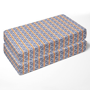 Bacati - 2 Pack Tribal/Aztec/Triangles Silky Soft Breathable 100% Cotton Muslin Baby Crib Fitted Sheets - Fits Standard 28 x 52 x 5 Crib & Toddler Mattresses (Orange/Navy Large Triangles)