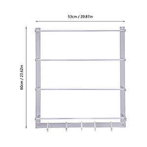 TFCFL Wire Spool Rack, Ribbon Holder Organizer Rack Ribbon Storage Organizer, Wall Mounted Ribbon Spool Storage Rack 4 Tier with 5 Hooks Ribbon Holder Organizer for Crafts, Silver