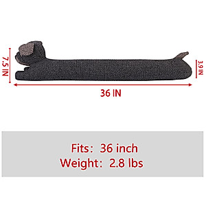 CERAYOU Dog Fabric Under Door Draft Stopper, 3LB Heavy Duty Decorative Soundproof Door Draft Blocker, 34 Inch Animal Energy Saving Draft Guard, Dark Grey