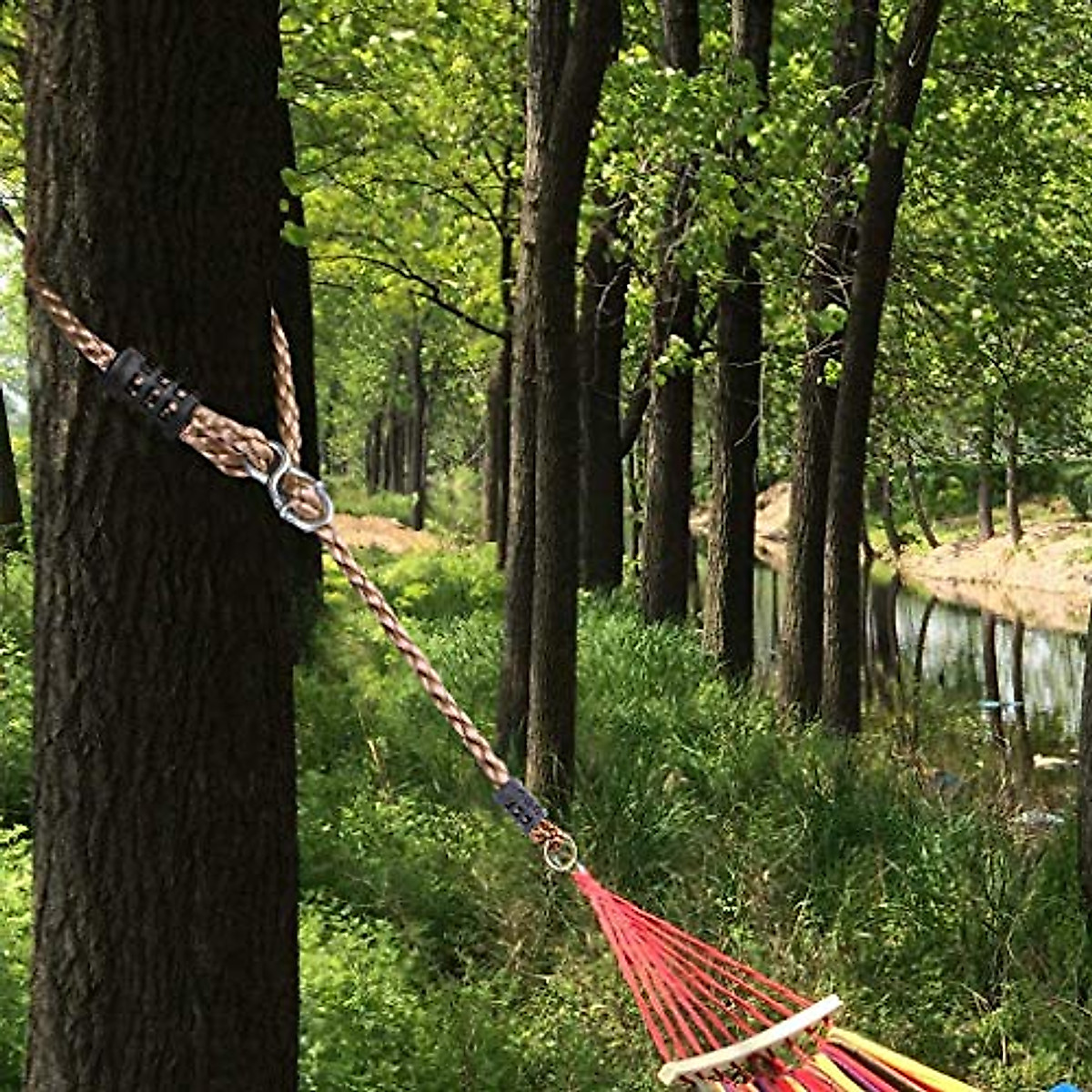 Ymeibe Set of 2 Tree Swing Nylon Ropes Indoor Outdoor Adjustable Hammock Swinging Chair Straps Hanging Kit for Adjustment or Extension - Holds to 700lbs (60 inch, Brown)