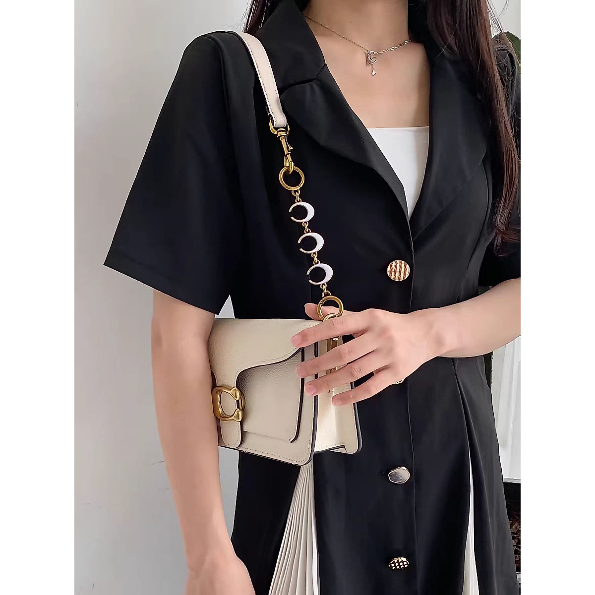 SONGKISSZQ Purse Strap Extender,Bag Extender Chain,Purse Chain Extender for Purse Handbags Shoulder Bag(White Long Round)