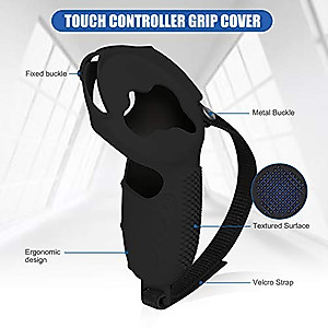 Esimen 5 in 1 Accessories Set, Adjustable Head Strap for Oculus Quest 2 VR Skin Face Cover Grip Cover,Enhanced Support and Comfort in VR(Black)