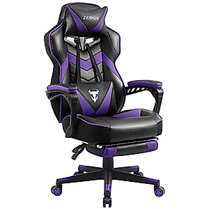 Zeanus Purple Gaming Chair Reclining Computer Chair with Footrest High Back Gamer Chair with Massage Ergonomic Gaming Chair Racing Style Chair for Heavy People Big and Tall Gaming Chairs for Adults