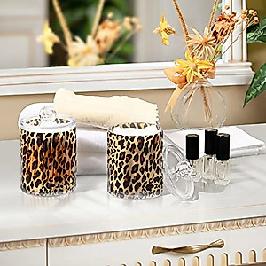 SUABO Plastic Jars with Lids,Leopard Tiger Skin Animal Print Storage Containers Wide Mouth,Glasss Airtight Canister Jar for Kitchen Bathroom Pantry Countertop,Set 2