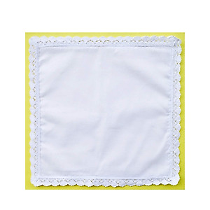 MemoryHanky Ladies Bridal Wedding Crochet Lace Handkerchiefs 60s Cotton Hankies Size 11.8"