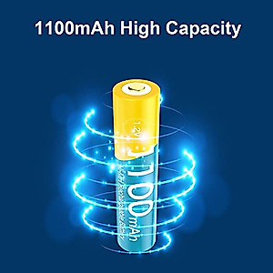 Deleepow 1.2V Rechargeable AAA Batteries 1100mAh Nimh AAA Rechargeable Batteries 8-Pack Gold-Plated Anode with USB-C and Micro USB 2 Charge Port LCD Charger