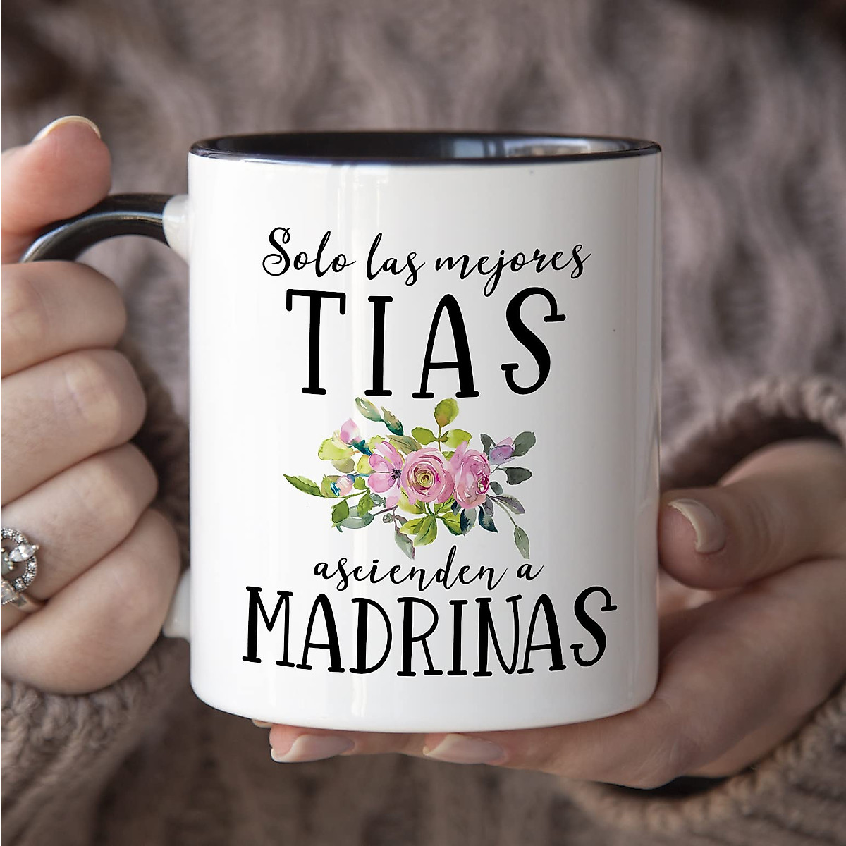 YouNique Designs Will You Be My Godmother Proposal Mug, 11 Ounces, La Madrina Gifts from Godchild, Godmother Gifts from Godchild (Black Handle)