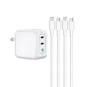 [Apple MFi Certified] iPhone Fast Charger, GEONAV 40W Dual USB C Foldable GaN Charger, 2-Port 20W Power Delivery Quick Charger with 2Pack 6FT Type C to Lightning Sync Cable for iPhone/iPad/AirPods Pro