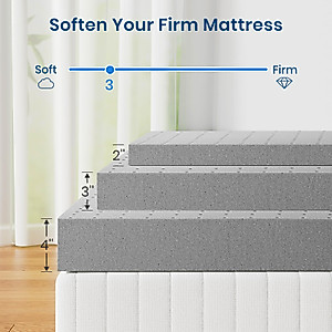 Maxzzz Memory Foam Mattress Topper- Charcoal Mattress Topper Full 3 Inch Surmatelas Mousse Memoire Ventilated CertiPUR-US Breathable Ventilated Design Bed Topper