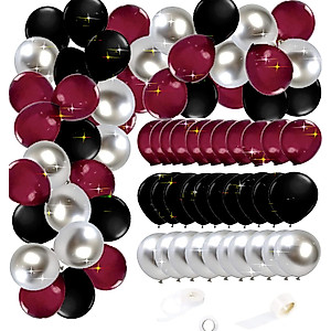 Graduation Party Decorations Maroon Black 2024/Burgundy Black Graduation Decorations 2024 Burgundy Silver Black Balloons/Burgundy Black Birthday Party Decorations