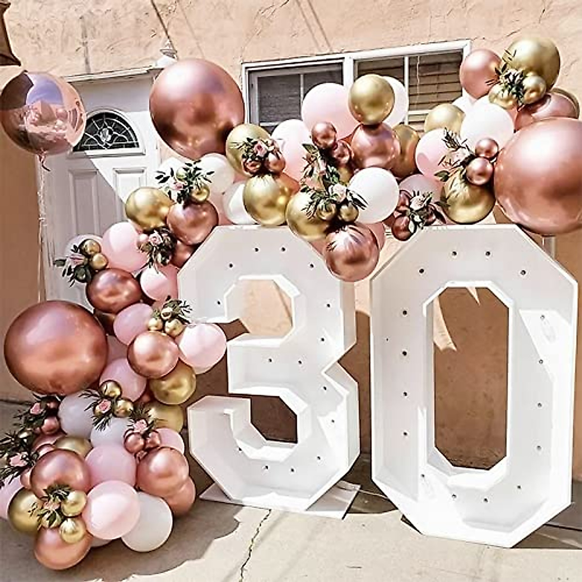 RUBFAC 129pcs Rose Gold Balloons Latex Balloons Different Sizes 18 12 10 5 Inches Party Balloon Kit for Birthday Party Graduation Baby Shower Wedding Holiday Balloon Decoration