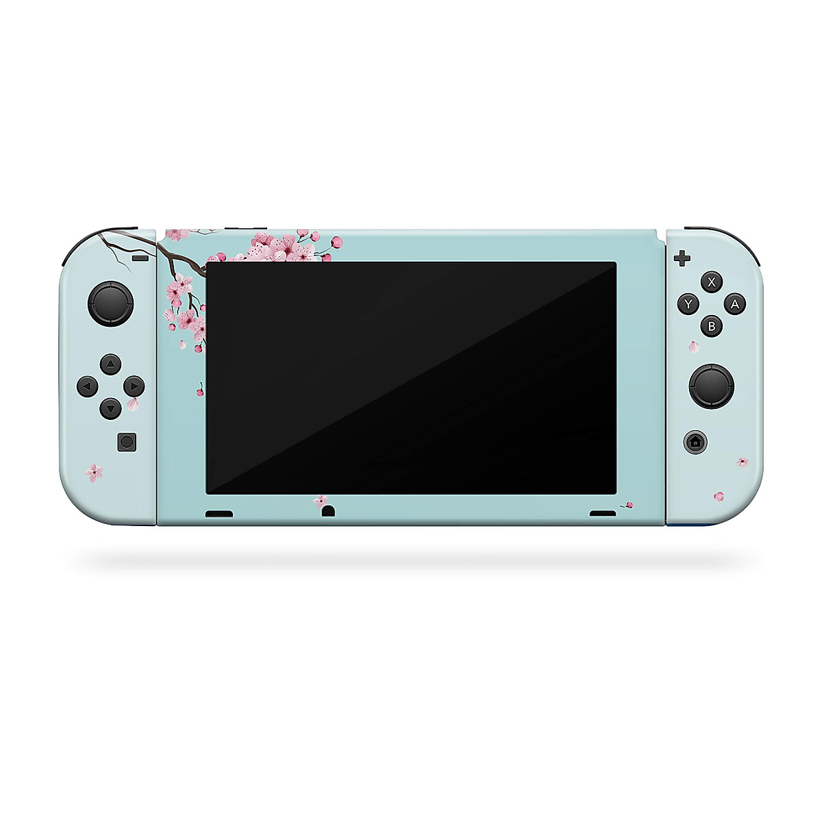 Tacky Design Sakura Blue Skin Compatible with Nintendo Switch Skin Wrap Cover, Blossom Flowers Skin for Nintendo Switch Stickers, Premium Vinyl 3M Full Wrap Decal.