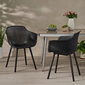 Christopher Knight Home Davina Outdoor Dining Chair (Set of 2), Polypropylene, Black