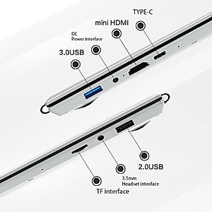 Jectse 15.6in Laptop, 2.4G 5G WiFi 16GB DDR4 RAM Quad Core 180 Degree Flip Notebook Computer with Backlit Keyboard, HD IPS Screen, 5000mA Battery for Windows 11 (16G+256G US Plug)