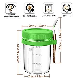 Hcojoul Overnight Oats Containers with Lids & Spoon, 4 Set of 300ML Overnight Oats Jars, Mason Jars for Overnight Oats for Chia Pudding Yogurt Salad Cereal Meal Prep Jars Cereal On The Go Container