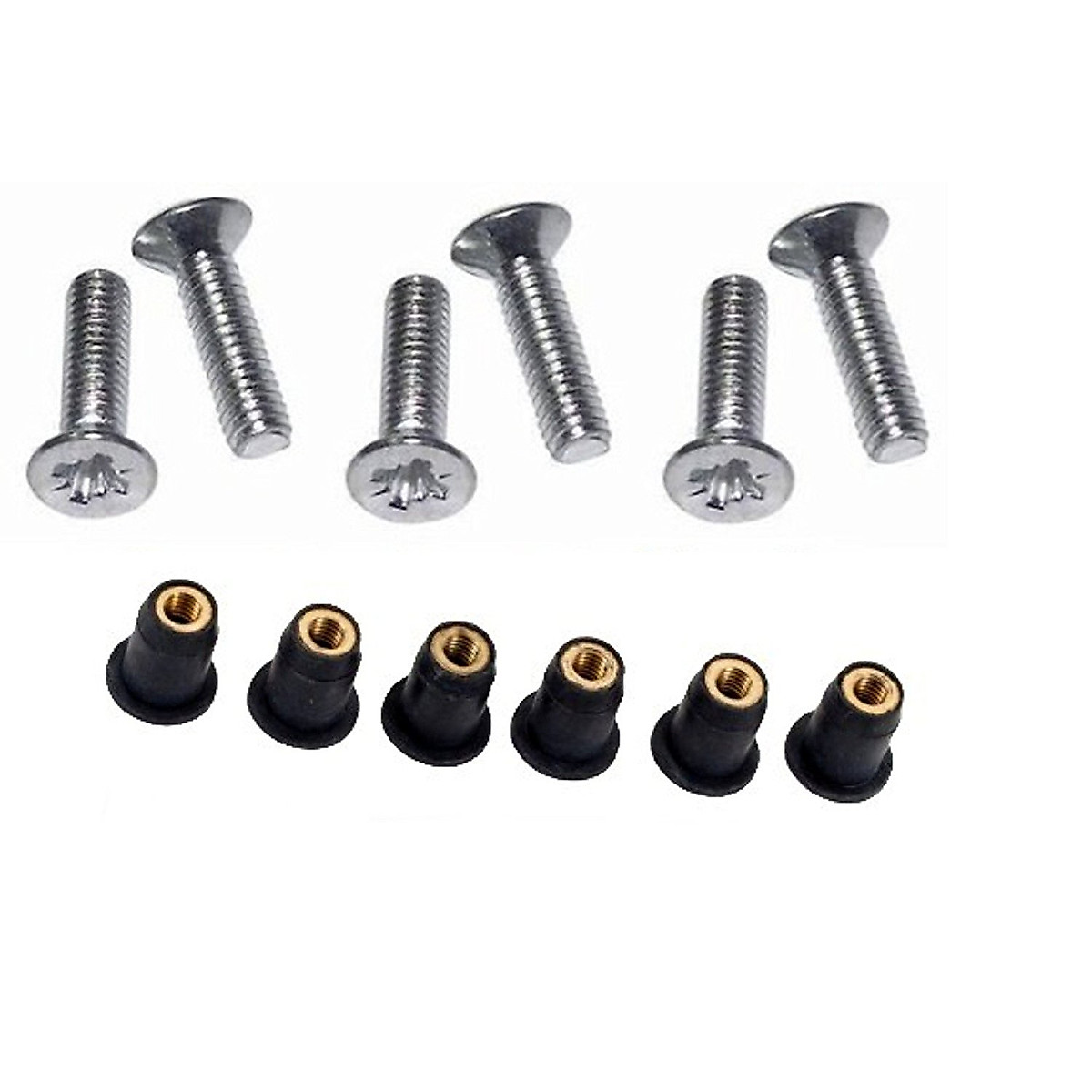 H2o Kayaks M5 Neoprene Well Nut M5 with 25mm Marine Grade Stainless Steel Machine Screw (Pack 6) (F)