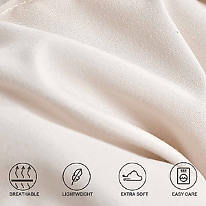 Faincy Beige King Size Comforter Set, Boho Pleated Striped Reversible Down Alternative Bed Sets - 104 x 90 3PC Soft Microfiber Duvet Farmhouse Bedding in a Bag for Women Men, Cream