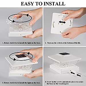 Solar Post Cap Lights Outdoor: 6 Pack Bright 2 Modes LED Solar Fence Deck Lights for 3.5x3.5 4x4 4.5x4.5 5x5 Wooden Posts, IP65 Waterproof Solar Powered Lights for Garden Porch Patio Step Decorations