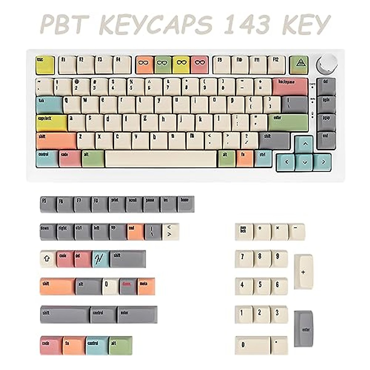 JOLINTAL 134 Keys Canvas Retro Beige Keycaps, PBT Custom Keycaps, Dye Sublimation Cherry MX XDA Profile Keycaps for Mechanical Keyboard