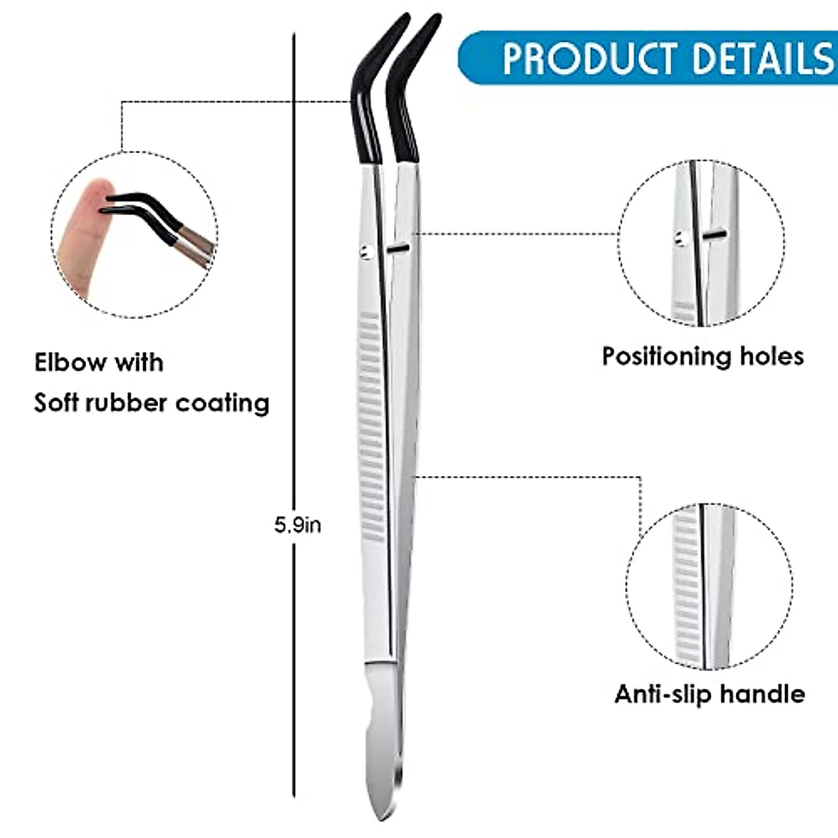 Woyrise 3Pcs Reptile Feeding Tongs, Long Stainless Steel Tweezers, Rubber Tipped Tweezers, Bug Scooper Cricket Clamp, 2Pcs Reptile Food Bowl Water Dish for Lizard,Gecko,Spider,Snakes