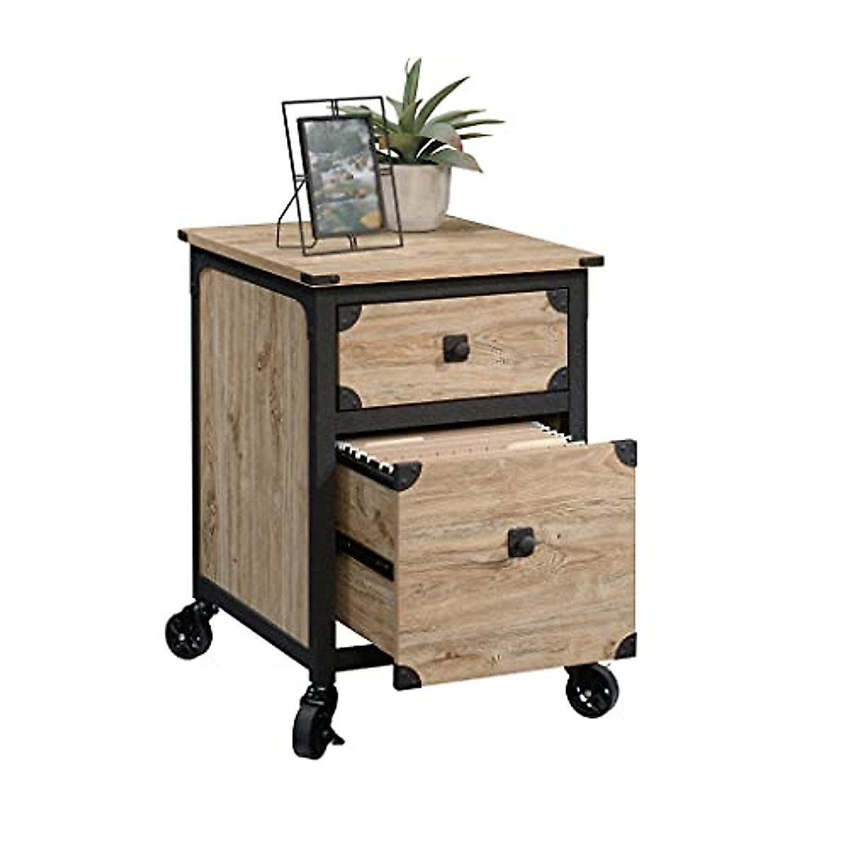 Sauder Steel River Pedestal File Cabinet, L: 20.87" x W: 23.86" x H: 26.58", Milled Mesquite Finish