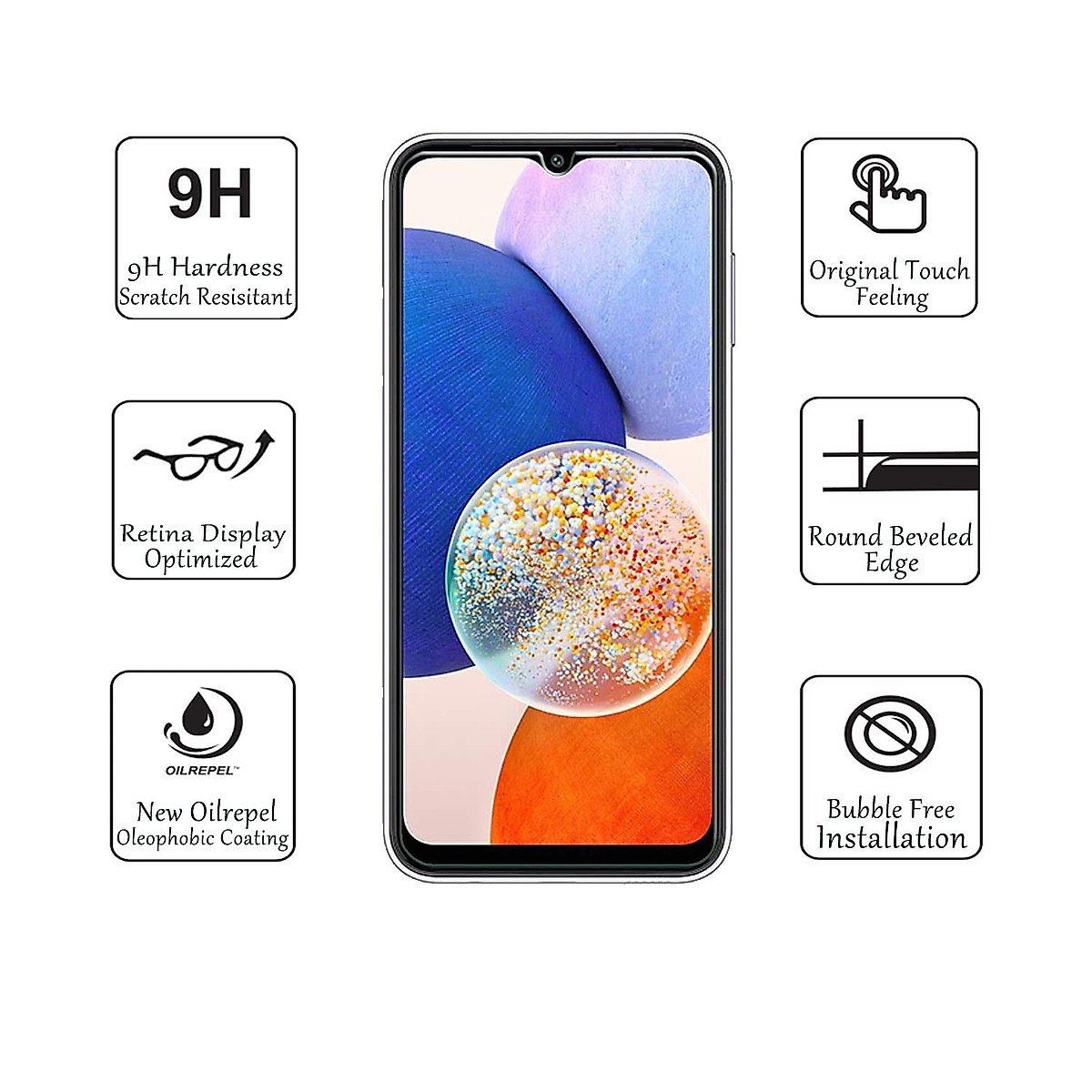 SALMERB Samsung Galaxy A14 5G Screen Protectors (3 Pack), 9H Tempered Glass Film for Samsung Galaxy A14 5G Anti-Scratch Anti-Fingerprint Glass Screen Protectors Zero Bubbles Ultra-clear 99.99%