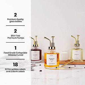 Molimoli Coffee Syrup Dispenser for Coffee Bar, Coffee Pump Dispenser Set of 2, 350ml Gold | Coffee Syrup Dispenser for Coffee Bar with Ceramic Tray, Coffee Pump Dispenser Set of 2, 500ml Gold+tray