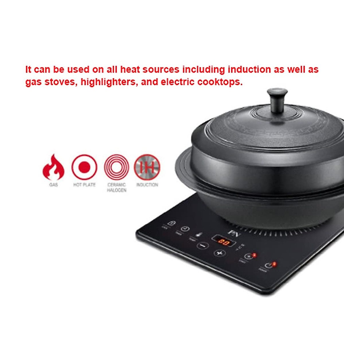 TULGIGS IH Korean Traditional Iron Pot Rice Gamasot Ceramic Cauldron Made in Korea 9.4424cm