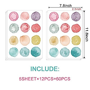 Polka Dot Wall Decals Removable Watercolor Colorful Wall Sticker for Kids Baby Girls Living Room Bedroom Playroom 60dots