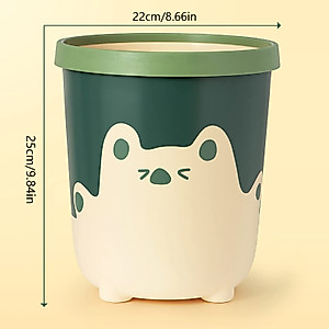LIZEALUCKY Large Capacity Trash Can Wastebasket Recycle Bin, Cute Bear Pattern Trash Bins, Fits Under Desk and Small, Narrow Spaces in Commercial, Kitchen, Home Office and Dorm(Small Yellow)