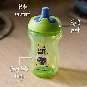 Tommee Tippee Sportee Water Bottle for Toddlers, 12 months+, 10oz, Spill-Proof Sippy Cup, Easy to Hold, Bite Resistant Spout, Pack of 3, Pink, Green and Orange