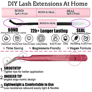 DIY Lash Extension Kit 200 Pcs 40D 50D 10-16MM Mix Individual Lash Clusters Kit with Bond and Seal Professional Eyelash Tweezers Wispy C D Curl False Eyelash Clusters DIY at Home, by TMIELYBS