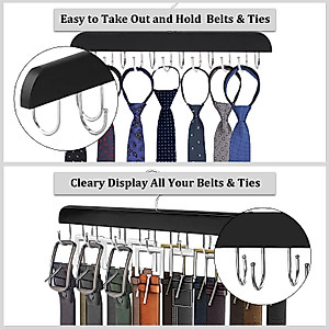 Hoomast Belt Hanger Belt Organizer Tie Rack Tank Top Bra Hanger Tie Hanger Bra Organizer for Closet with 14 Hooks,Upgraded 360°Rotating,Space Saver for Tank Top, Underwear & Tie 1pcs Storage