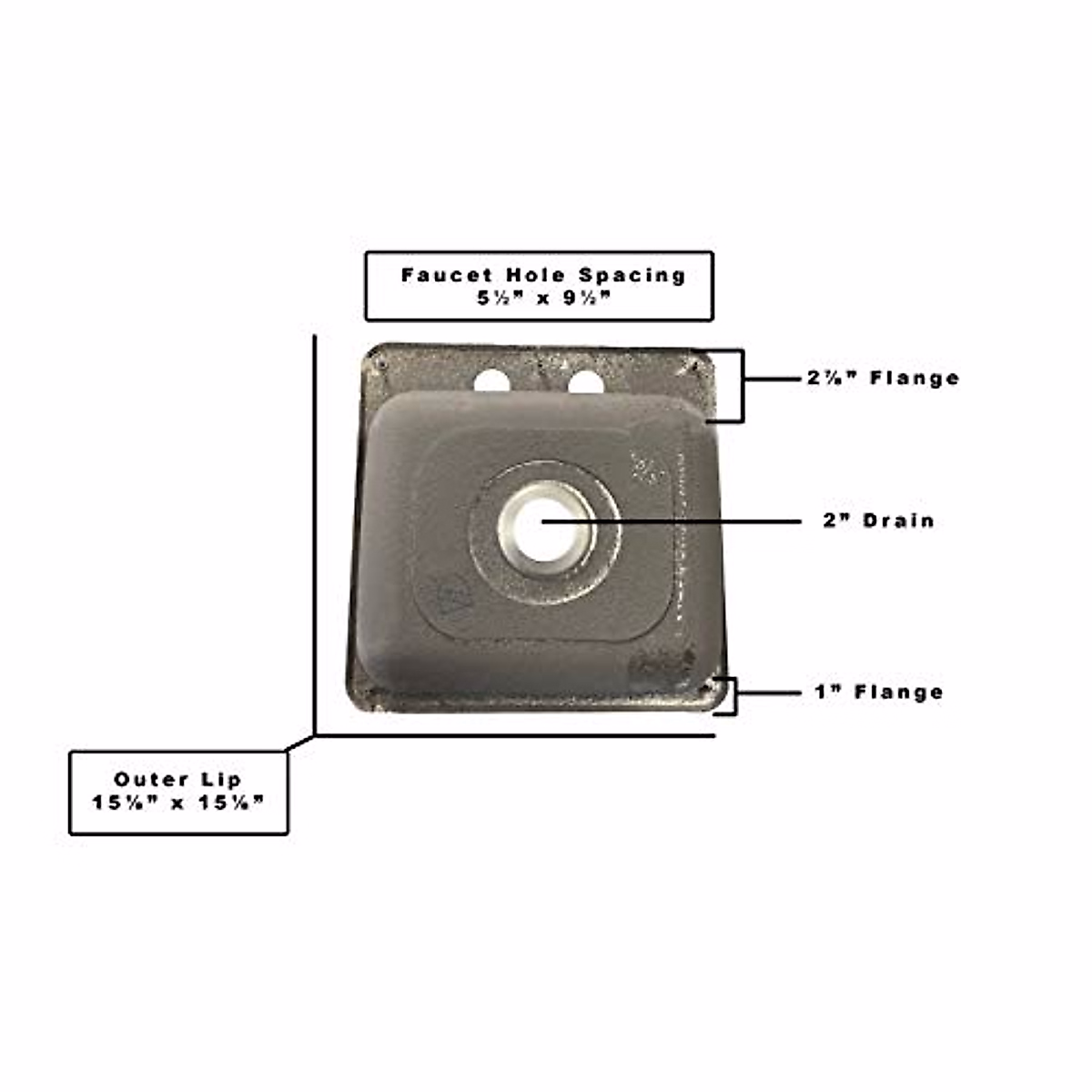 Class A Customs | 15" X 15" X 5" Stainless Steel Sink | 300 Series Stainless Steel | RV Camper Motor Home Sink | Concession Sink